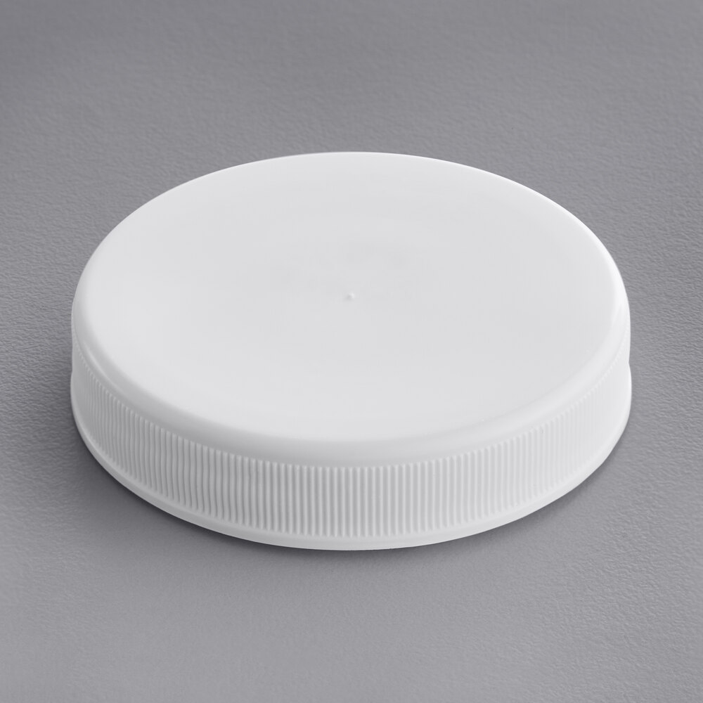 53/400 White Ribbed Plastic Cap with Foam Liner - 100/Pack