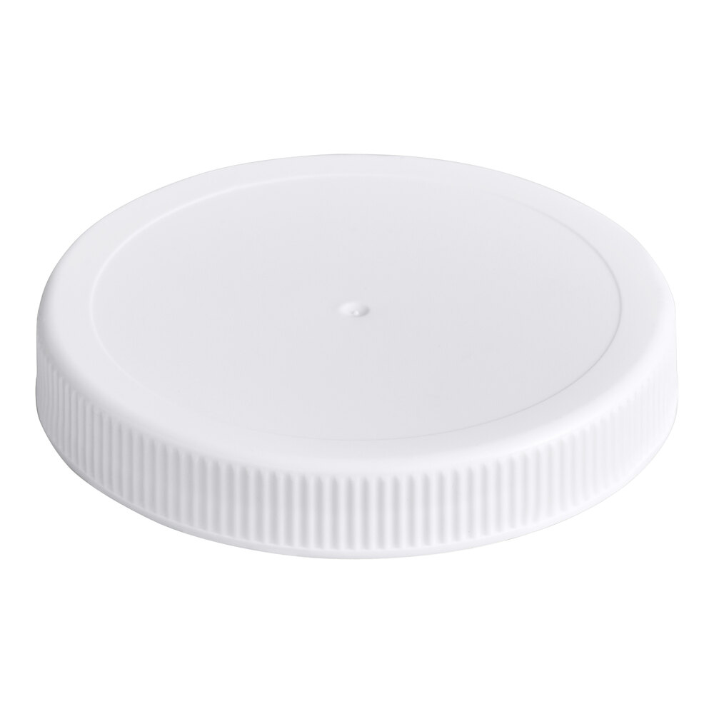 70/400 White Ribbed Plastic Cap with Foam Liner - 100/Pack