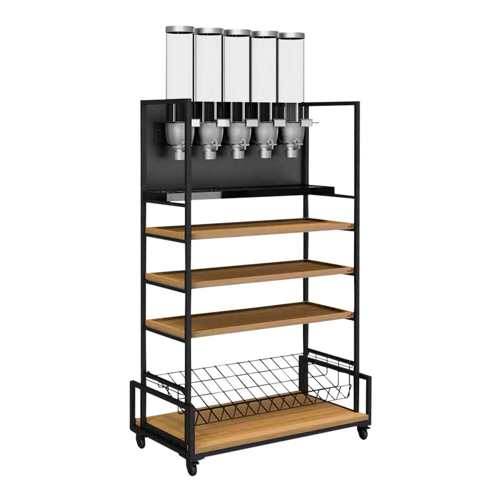 Rosseto Modulite Shelving Cart Kit with Bamboo Shelves, Wire Shelf, and ...