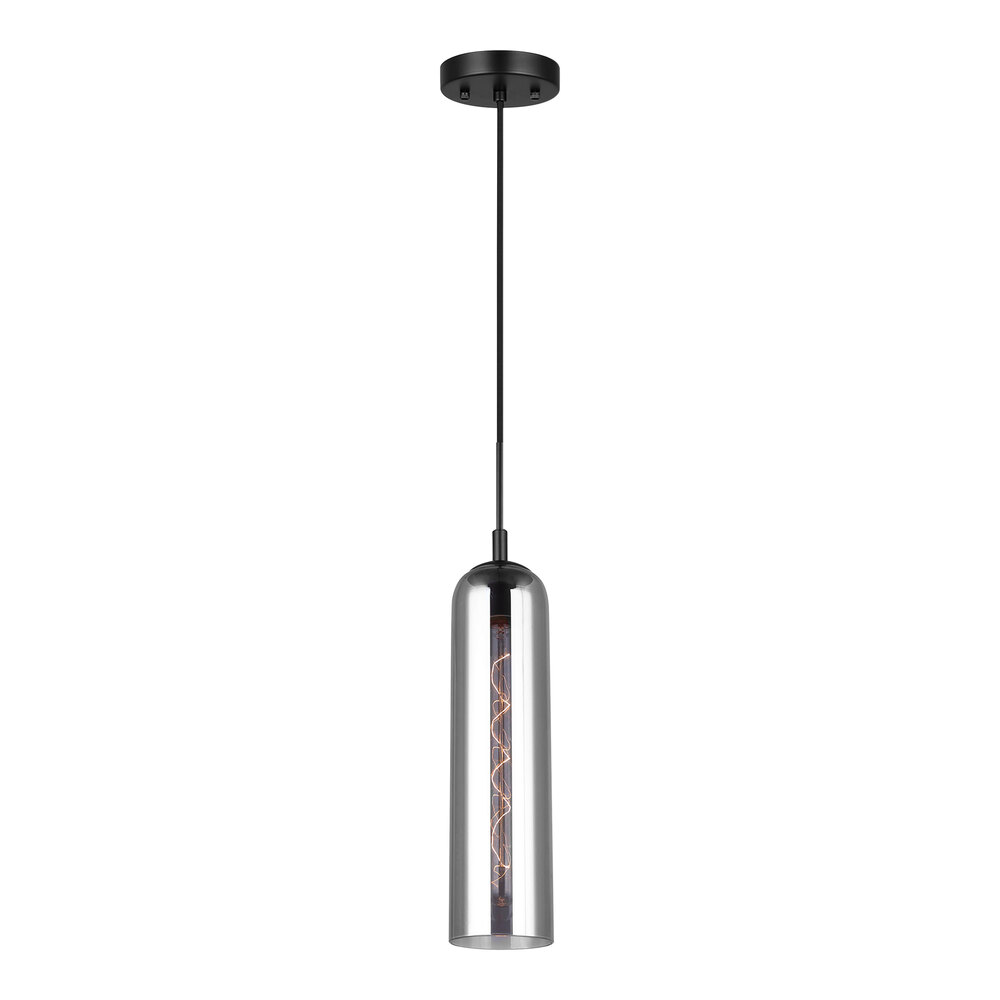 Canarm Eloise Matte Black Pendant Light with Smoked Glass - 120V, 60W