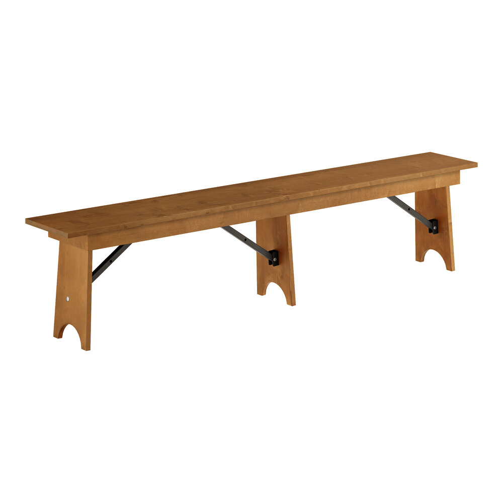 Lancaster Table & Seating Vineyard 7' Barrel Brown Wood Folding Bench ...