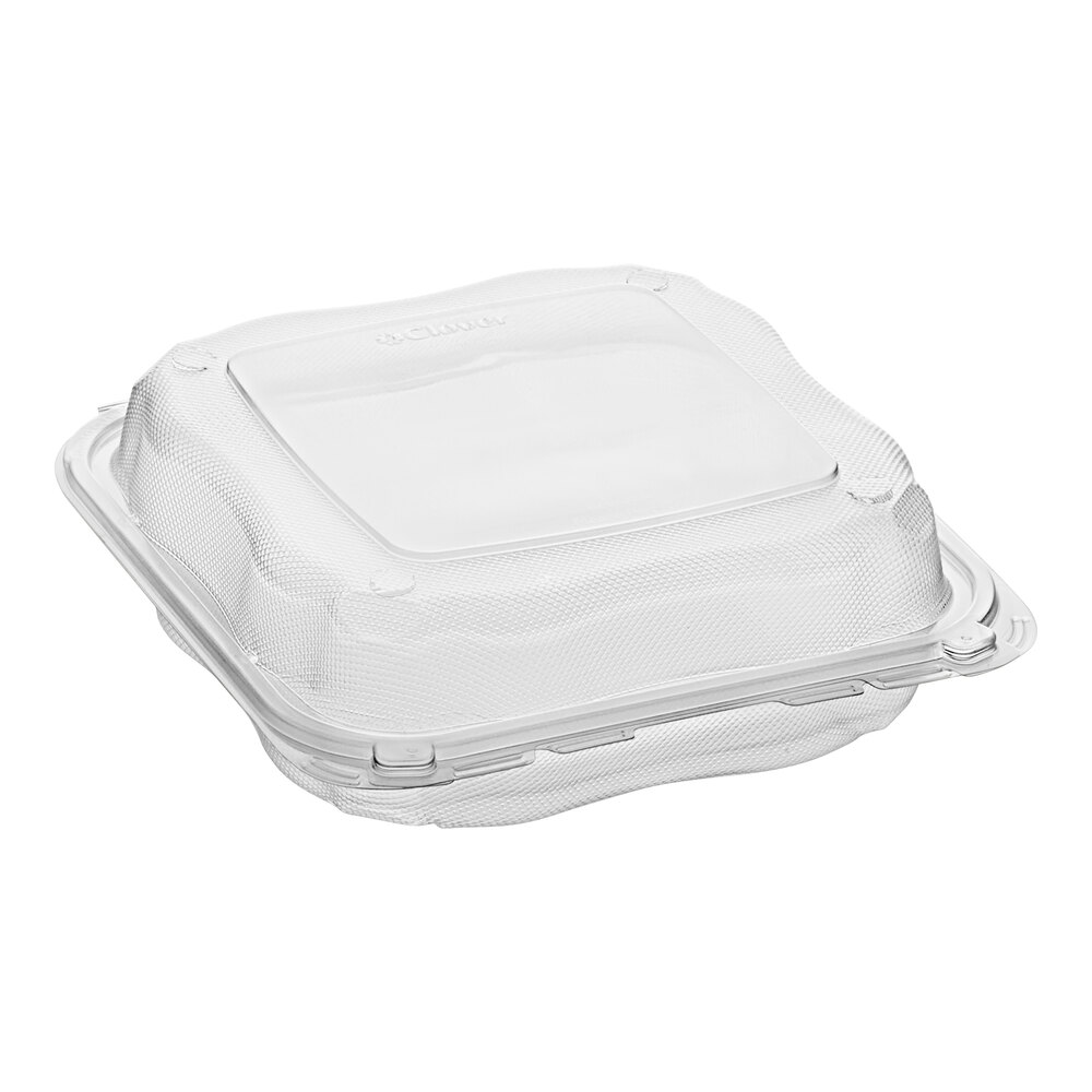 Genpak Clover 9" x 9" x 3" Microwavable 1-Compartment Clear Plastic ...