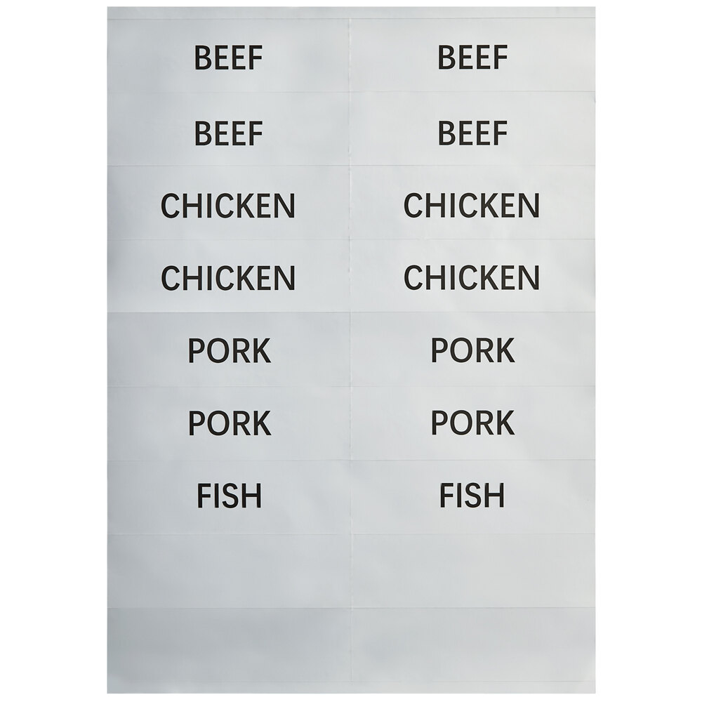 Choice Meat Type Adhesive Label Sheets for Front-Loading Pan Carriers ...