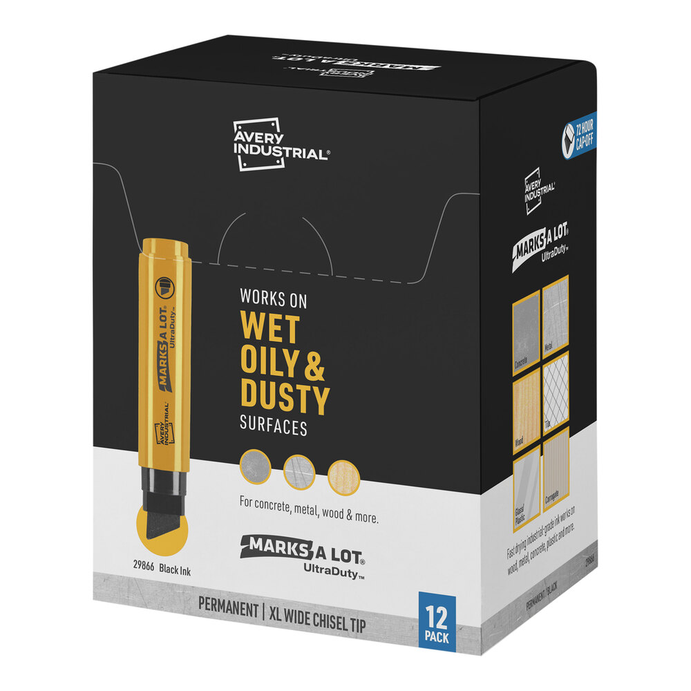 Avery® Marks-A-Lot UltraDuty XL 18mm Black Chisel Tip Industrial ...