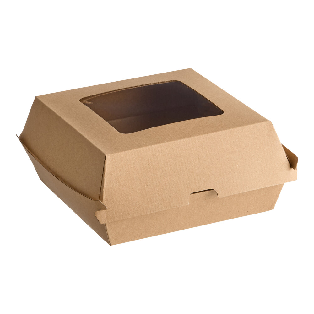 Choice 5 1/2" x 5 1/2" x 3" Corrugated Clamshell Container with Window ...