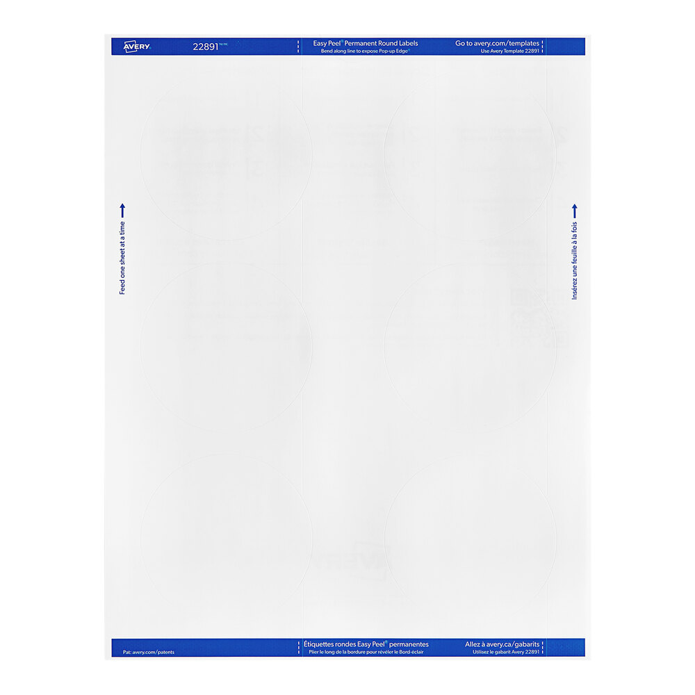 Avery® 3" Round Glossy White Easy Peel Permanent Printable Shipping ...