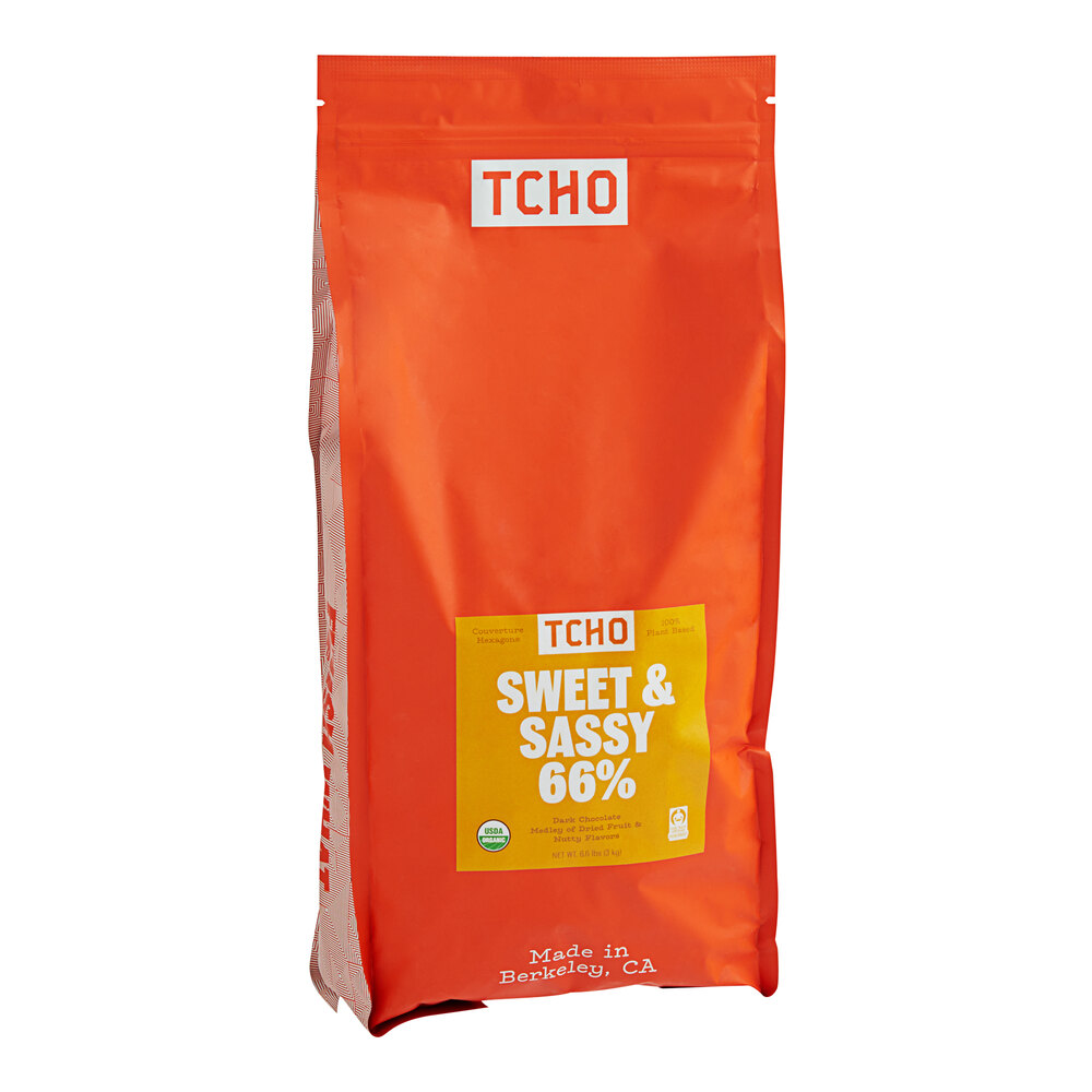 TCHO Sweet & Sassy 66% Dark Chocolate Hexagons 6.6 lb. - 3/Case