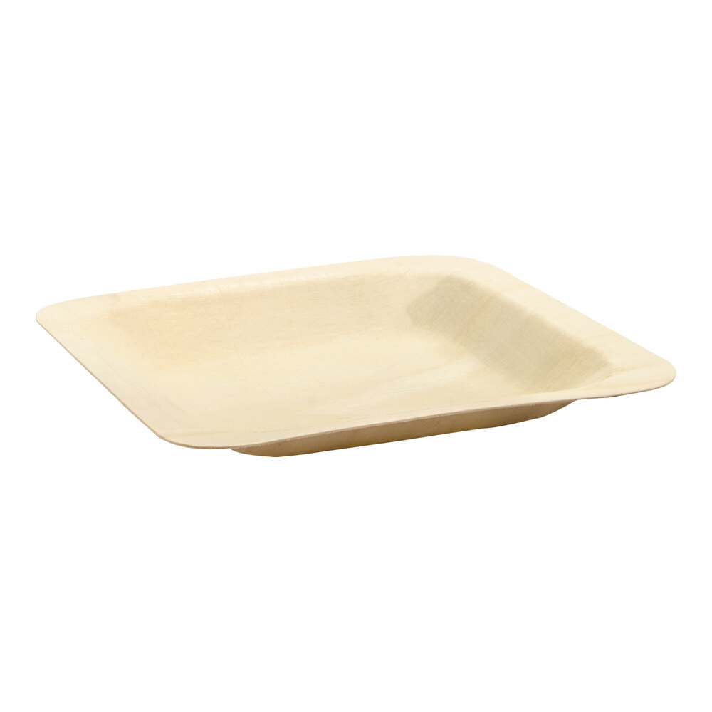 Front of the House Servewise 4 1/2" Compostable Wood Square Plate - 200 ...