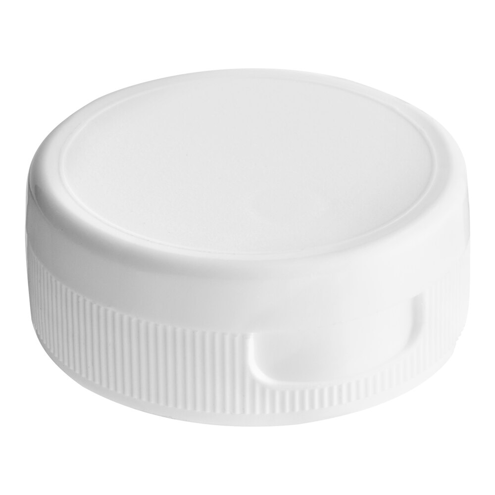 38/400 White Plastic Flip Top Lid with Pressure Sensitive Liner - 100/Pack