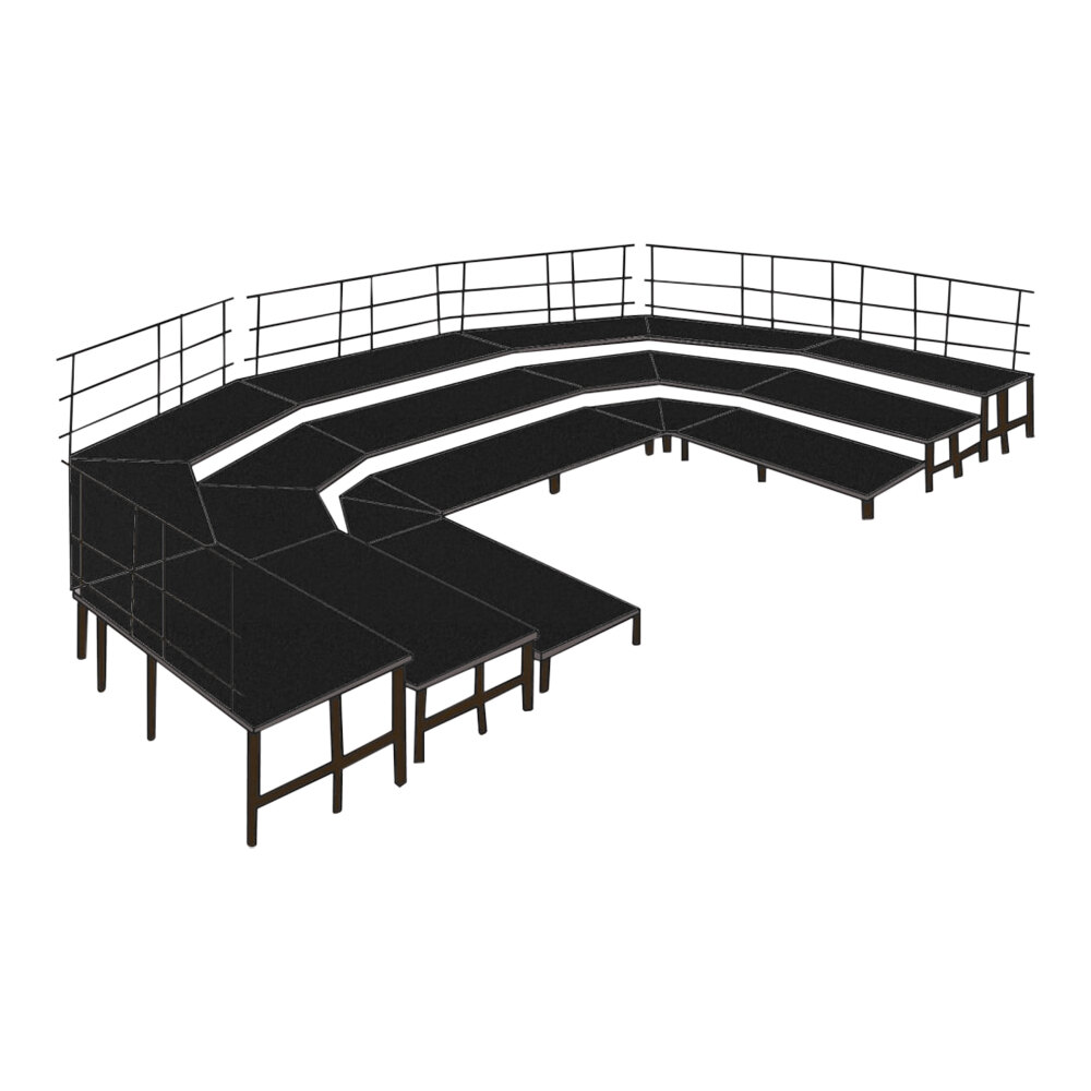 National Public Seating 9' x 42' 3-Level Black Carpet Seated Choral ...