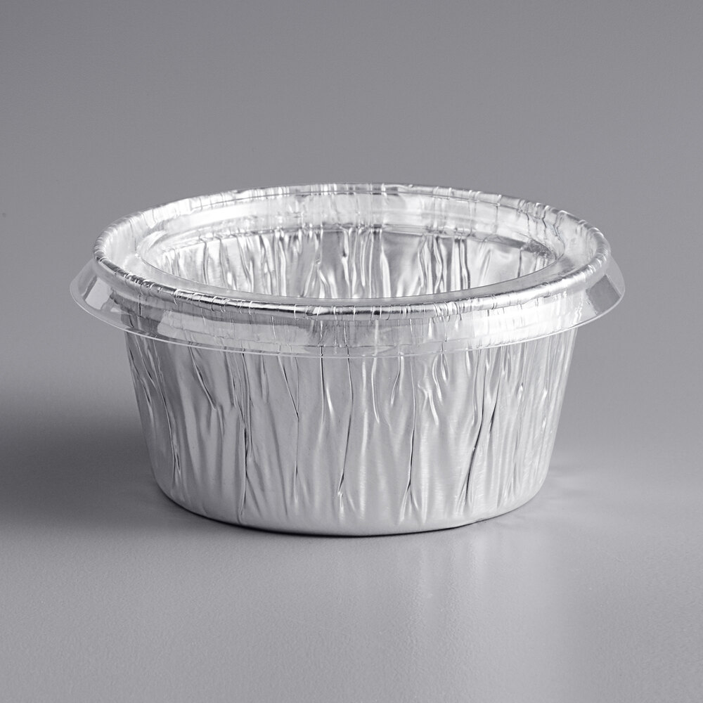 Baker's Lane 4 oz. Round Foil Ramekin Cup with Plastic Lid - 500/Case
