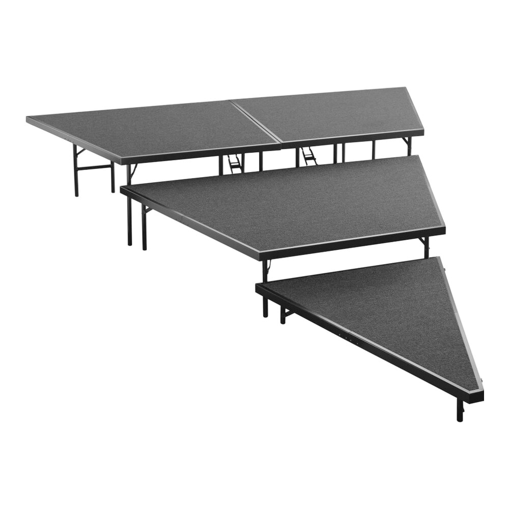 National Public Seating 111" x 133" 3-Level Black Carpet Seated Riser ...