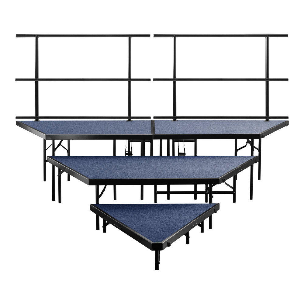 National Public Seating 111" x 133" 3-Level Blue Carpet Seated Riser ...