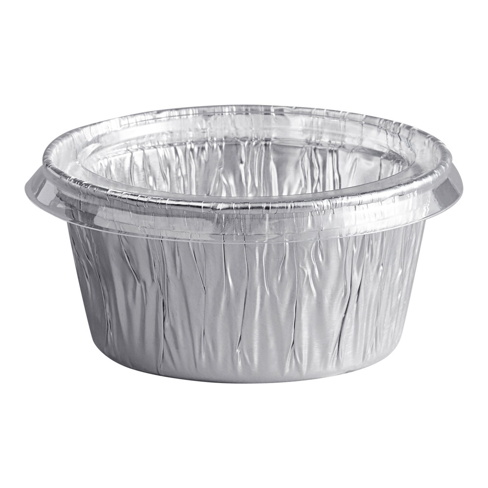 Baker's Lane 4 oz. Round Foil Ramekin Cup with Plastic Lid - 125/Pack