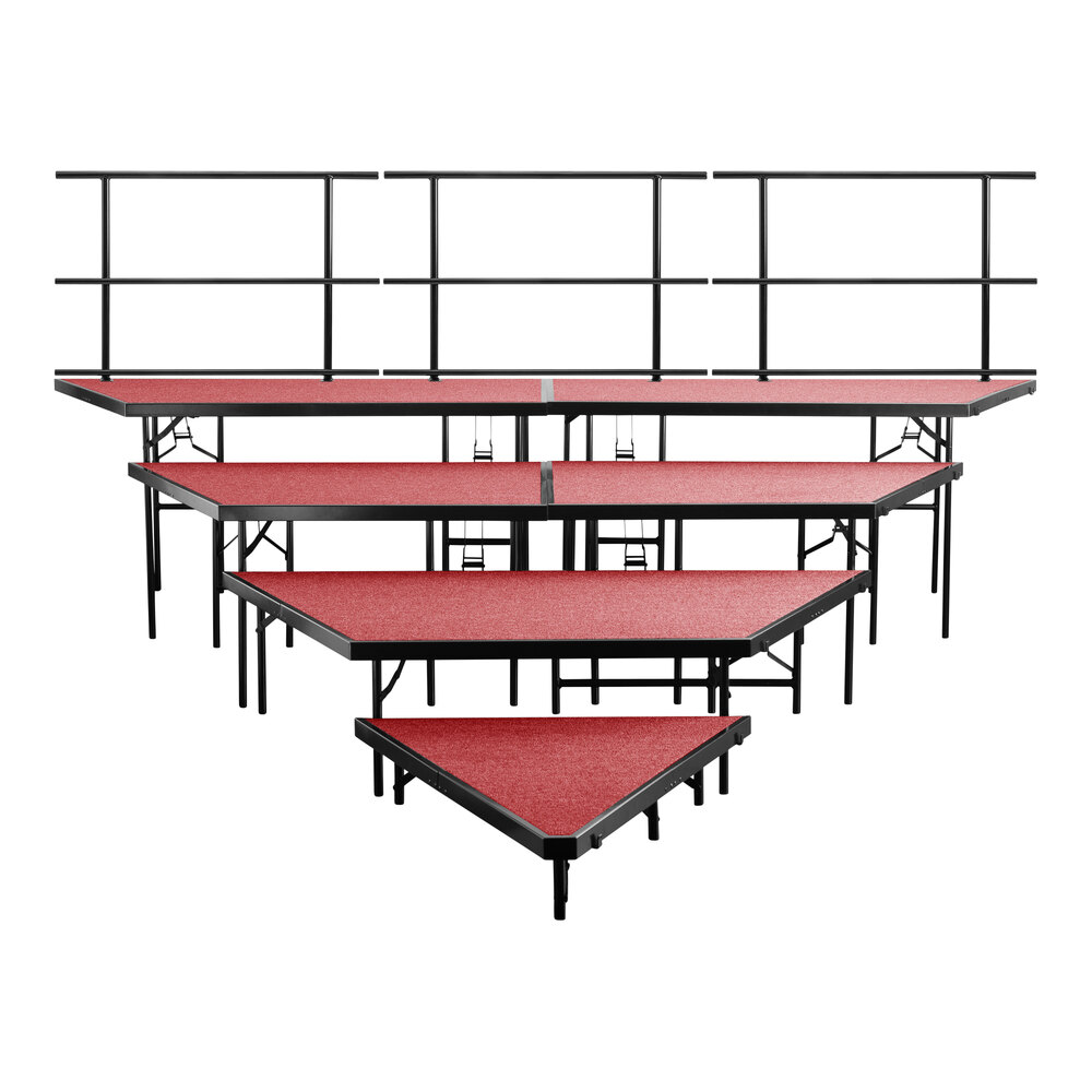 National Public Seating 147" x 177" 4-Level Red Carpet Seated Riser Pie Set