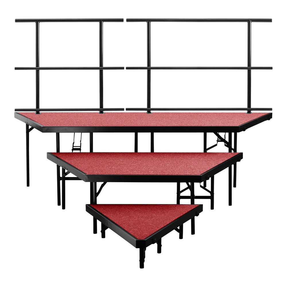 National Public Seating 84" x 100" 3-Level Red Carpet Seated Riser Pie ...