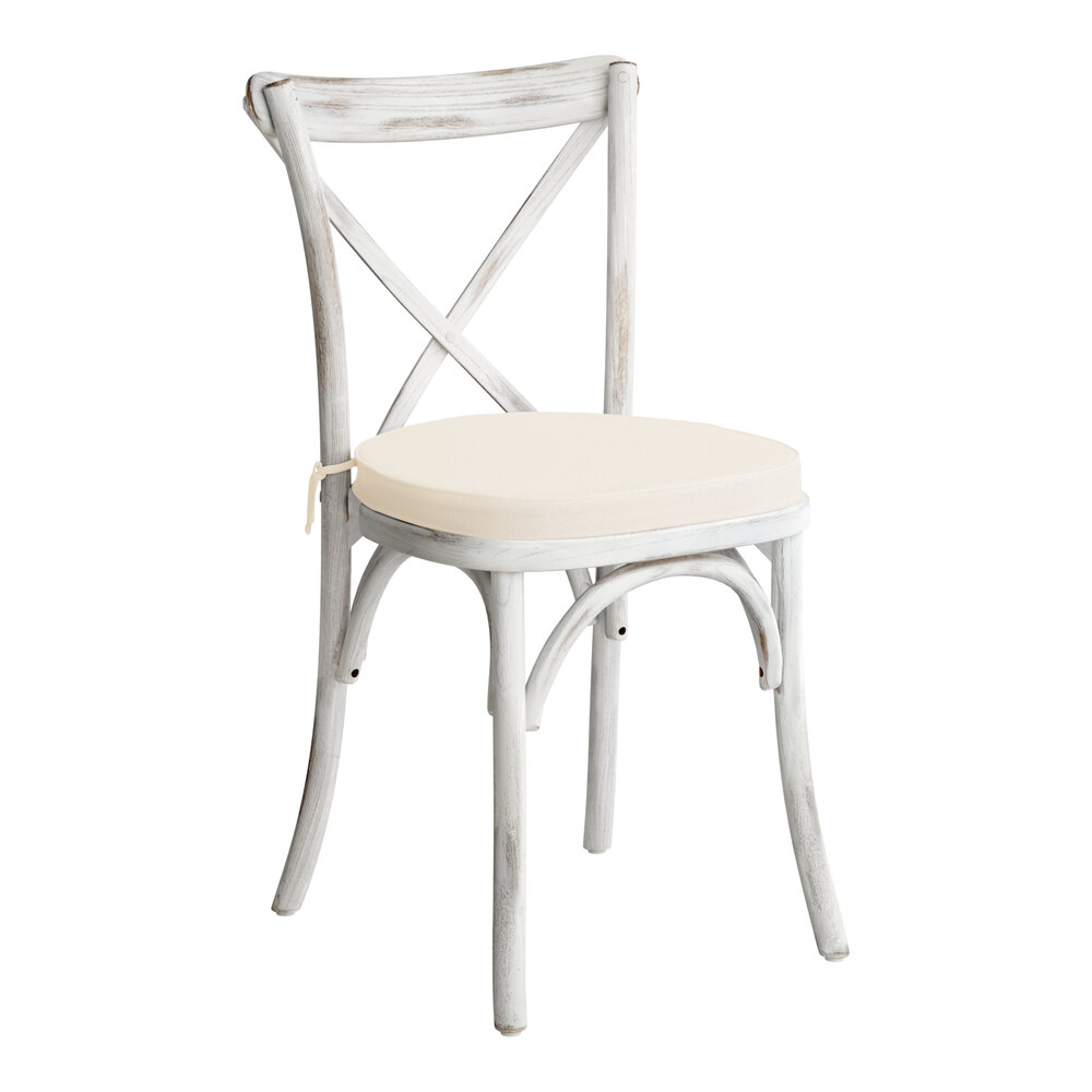 LT&S VINEYARD RUSTIC WHITE OD CB CHAIR W/ 2" IVORY LINEN CUSHION