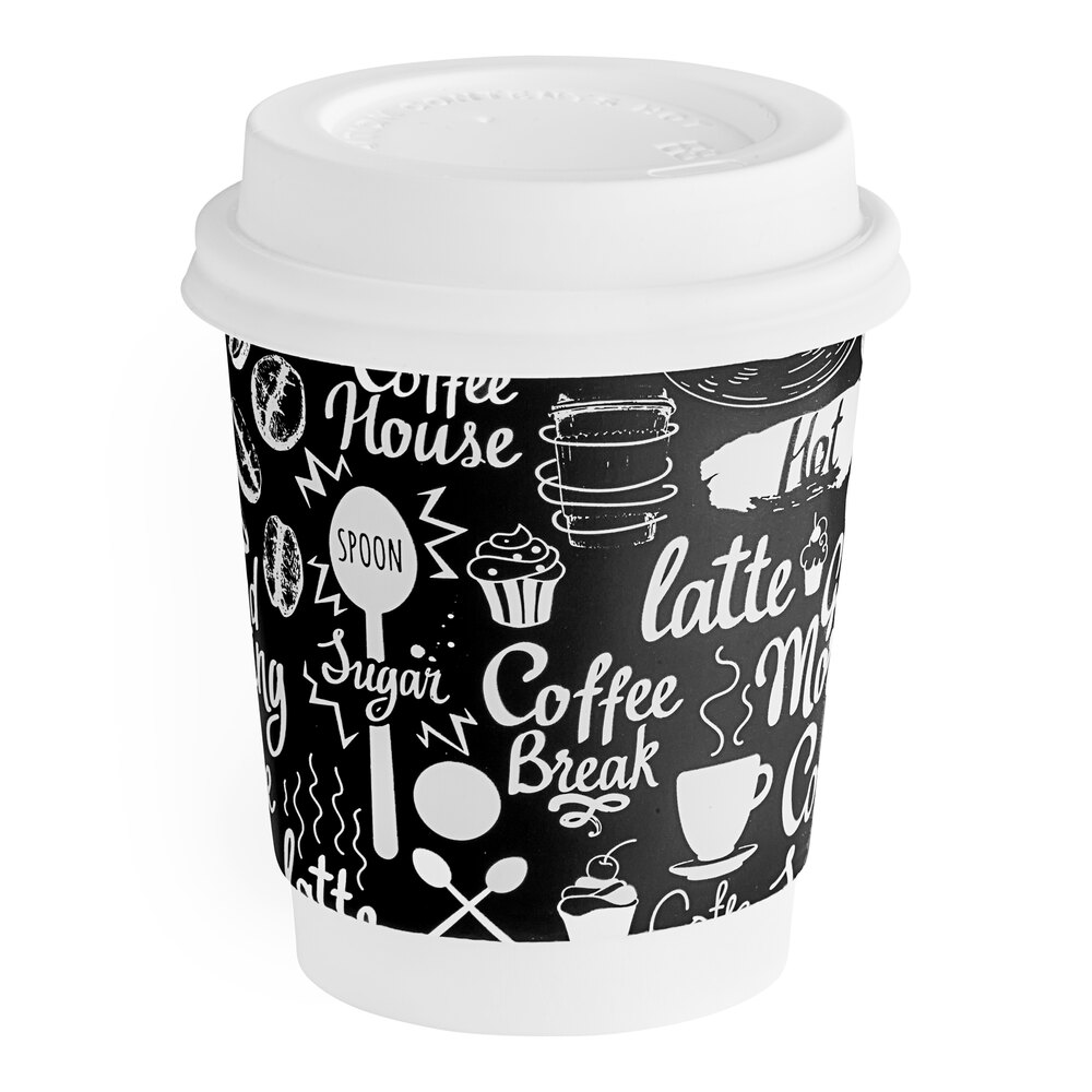 Choice 8 oz. Smooth Double Wall Coffee Break Print Paper Hot Cup and ...