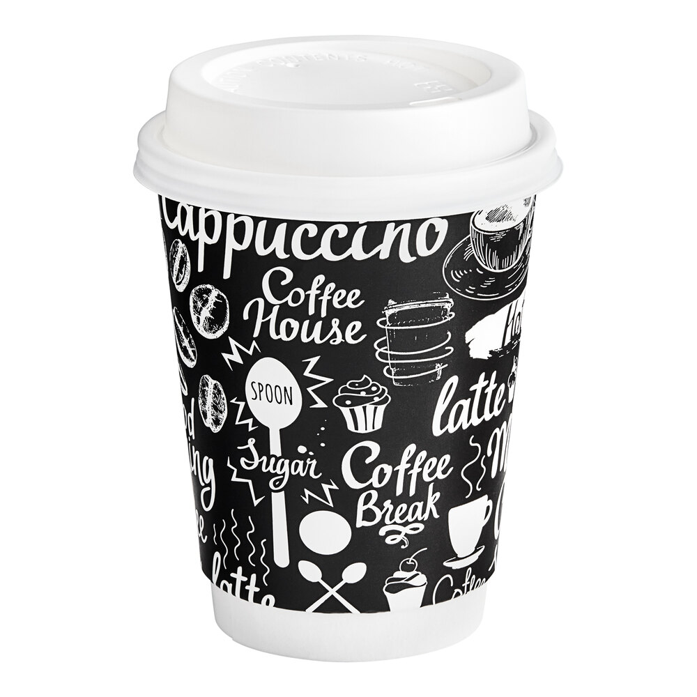 Choice 12 oz. Smooth Double Wall Coffee Break Print Paper Hot Cup and ...
