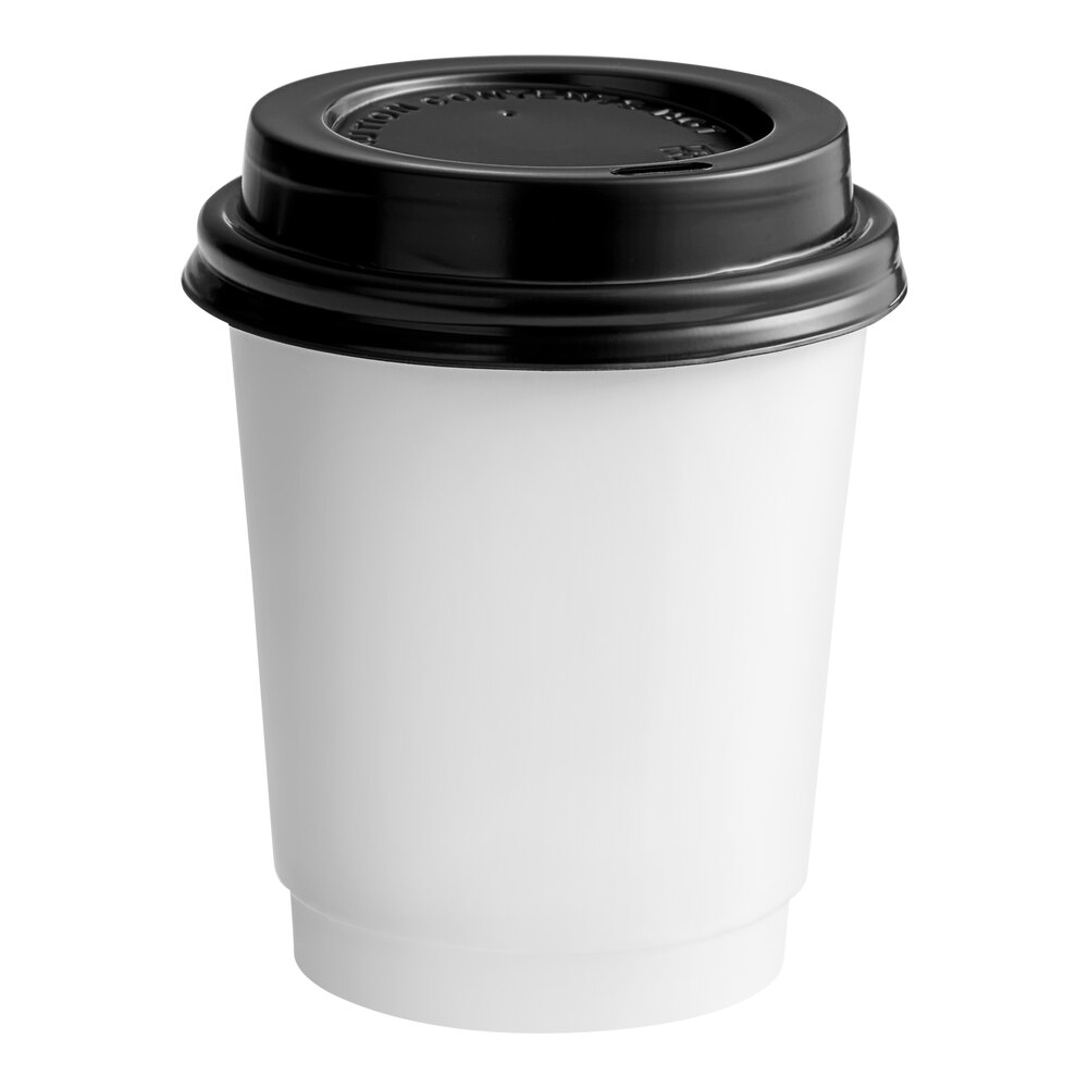 Choice 8 oz. Smooth Double Wall White Paper Hot Cup and Lid - 100/Case