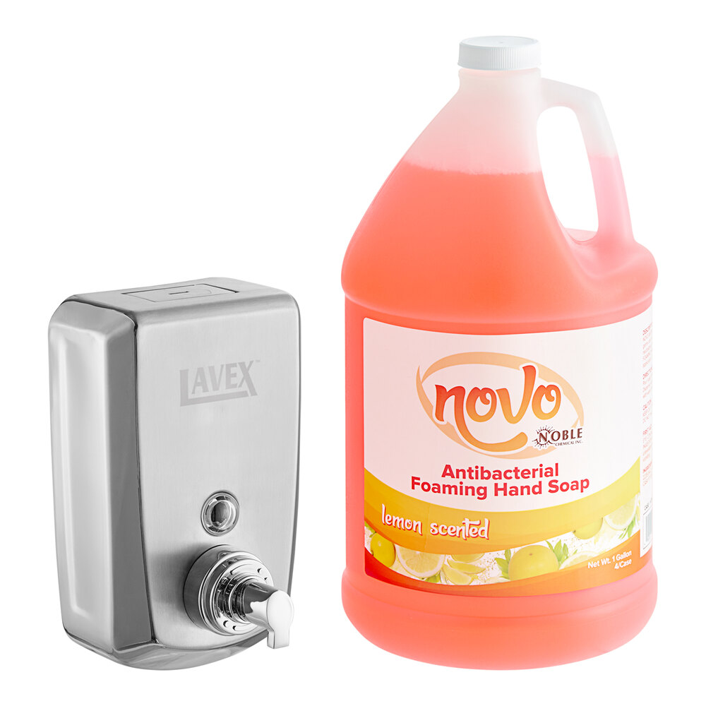 Lavex 40 fl. oz. (1200 mL) Stainless Steel Surface Mounted Foaming Soap ...