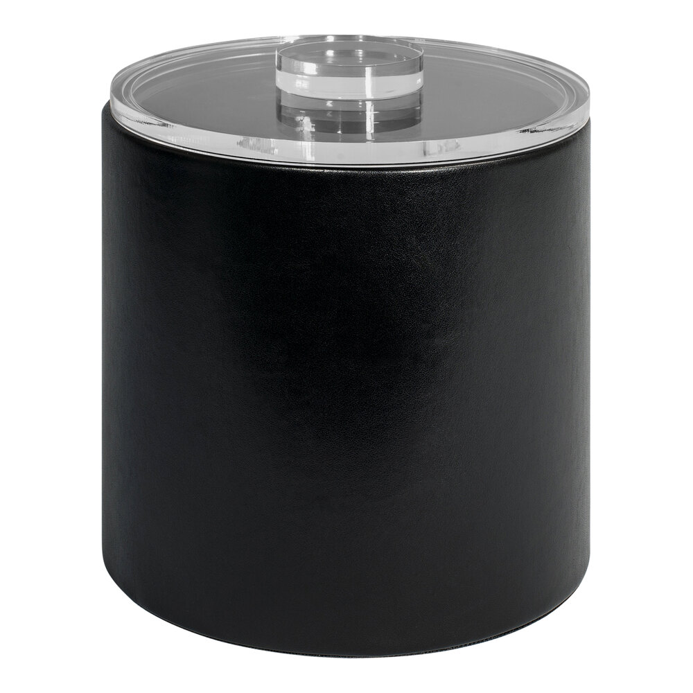 room360 London 3.5 Qt. Black Faux Leather Ice Bucket with Acrylic Lid ...