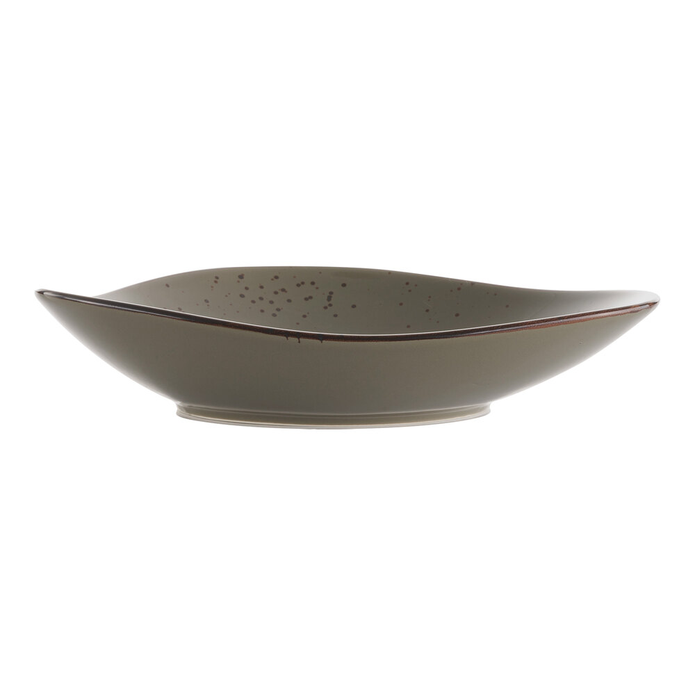 International Tableware Splash 20 oz. Green Smoke Triangular Stoneware ...