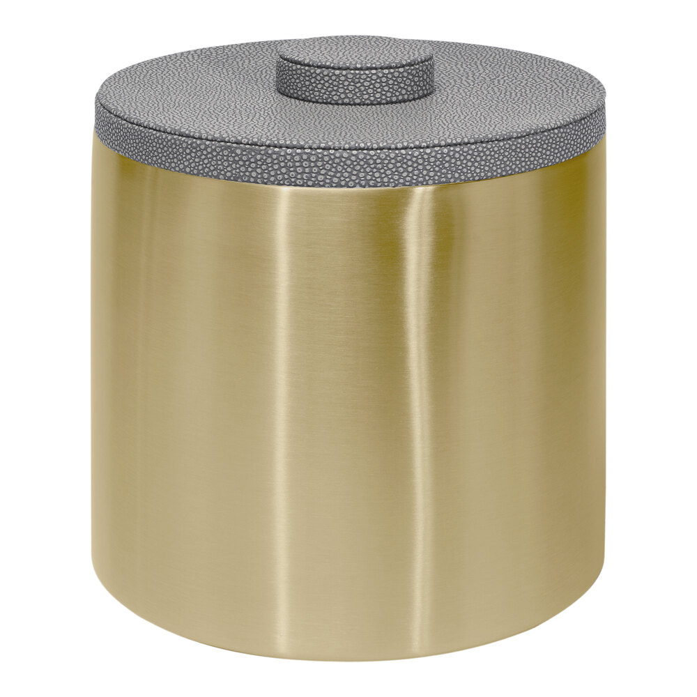 room360 Belize 3 Qt. Matte Brass Stainless Steel Ice Bucket with Faux ...