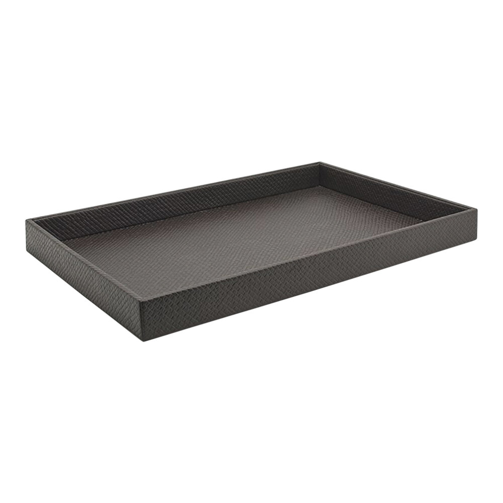 room360 Java 19" x 13" Brown Faux Pandan Tray - 2/Case