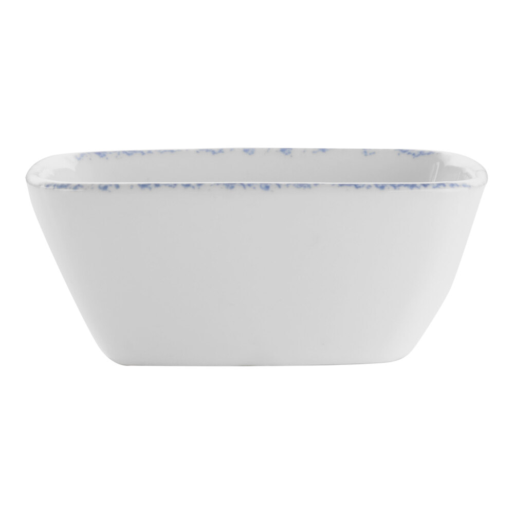 International Tableware Provincial 6 oz. Sponged Blue Square Porcelain ...