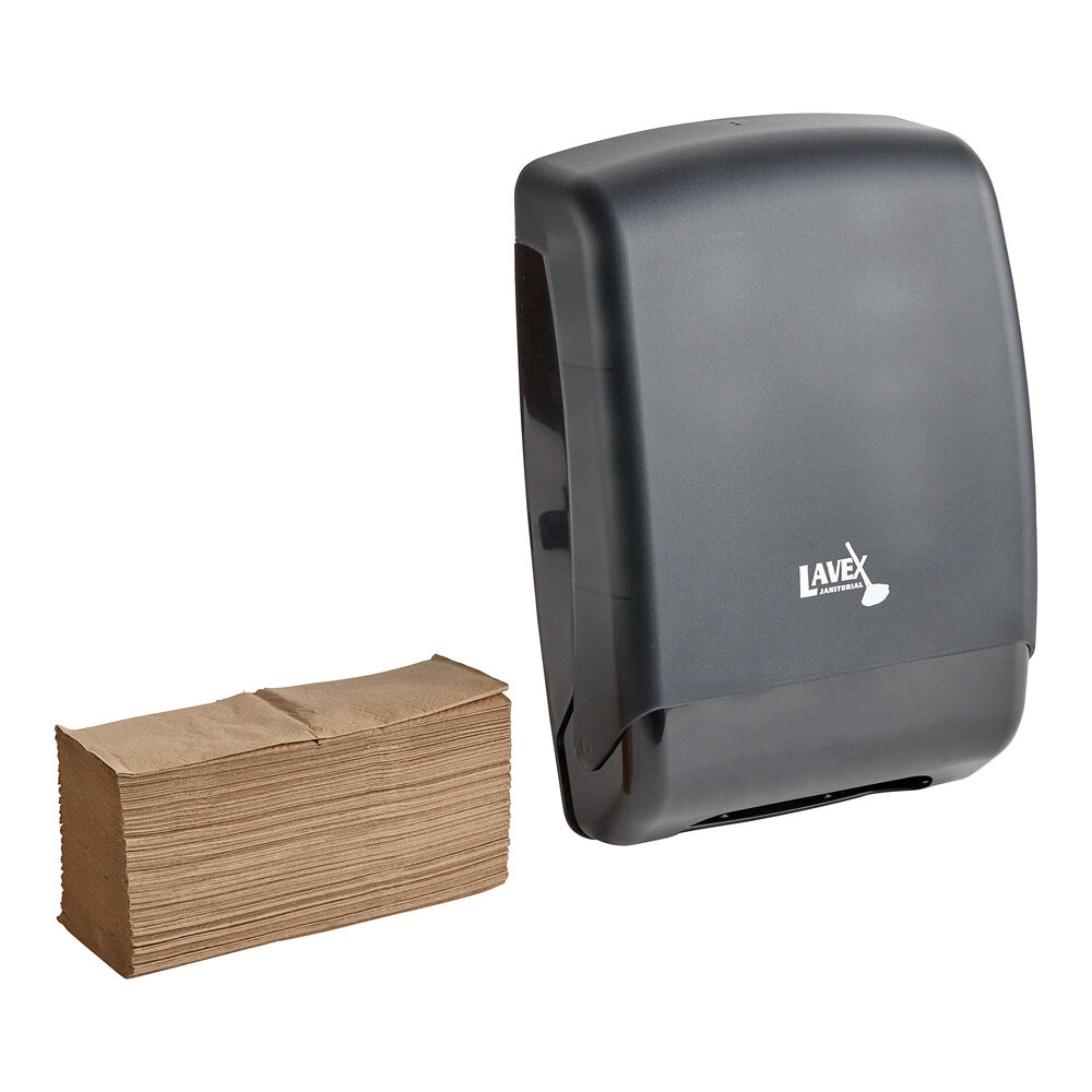 Lavex Translucent Black Multifold Plastic Paper Towel Dispenser with ...