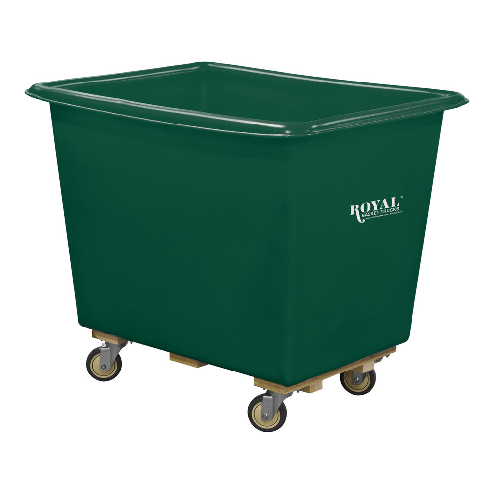 Royal Basket Trucks 12 Cu. Ft. Green Poly Truck with Wood Base and 4 ...