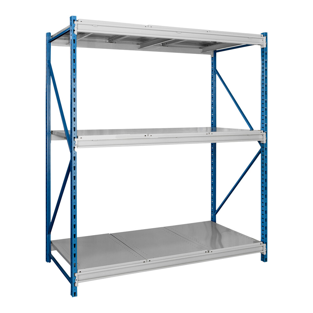 Hallowell 96" x 24" x 123" Marine Blue / Light Gray 3-Level Bulk Rack ...