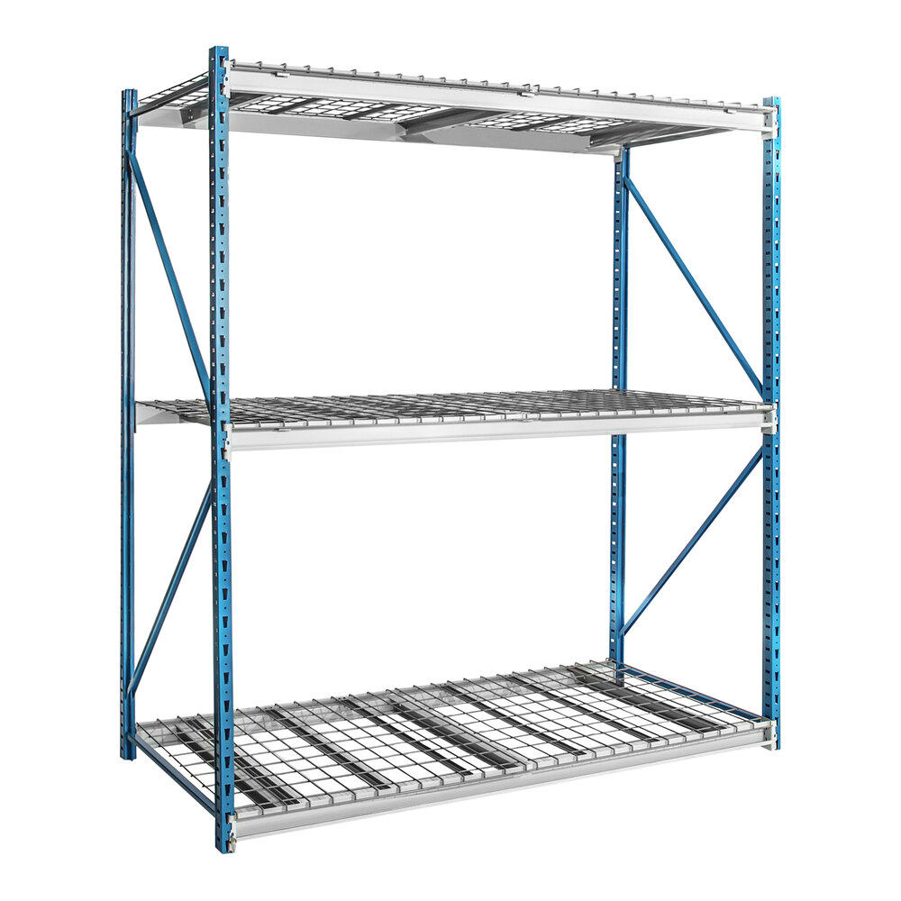 Hallowell 96" x 36" x 123" Marine Blue / Light Gray 3-Level Bulk Rack ...