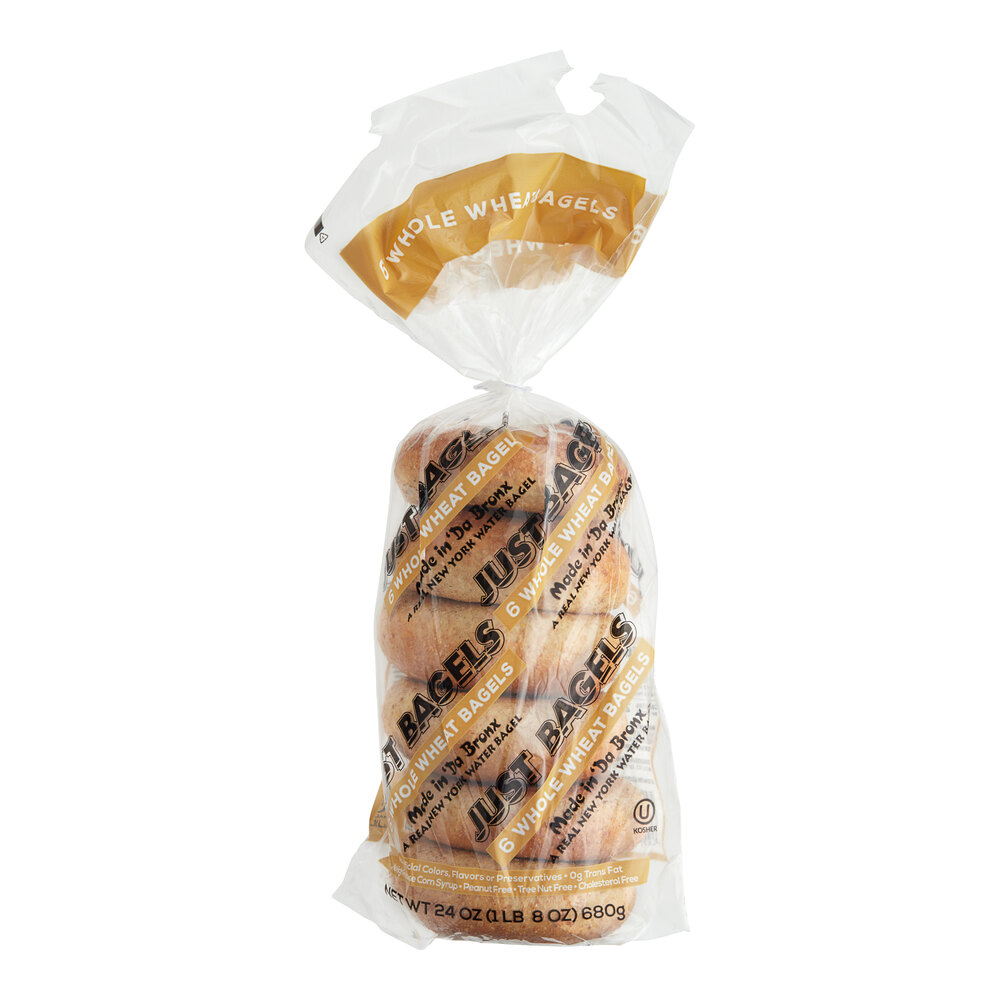 Just Bagels Frozen Authentic New York Wheat Bagel 4 oz. - 48/Case