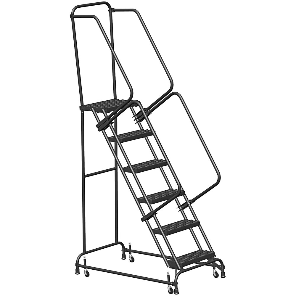 Ballymore 6-Step Cal/OSHA Compliant Rolling Ladder with 42" Handrail ...