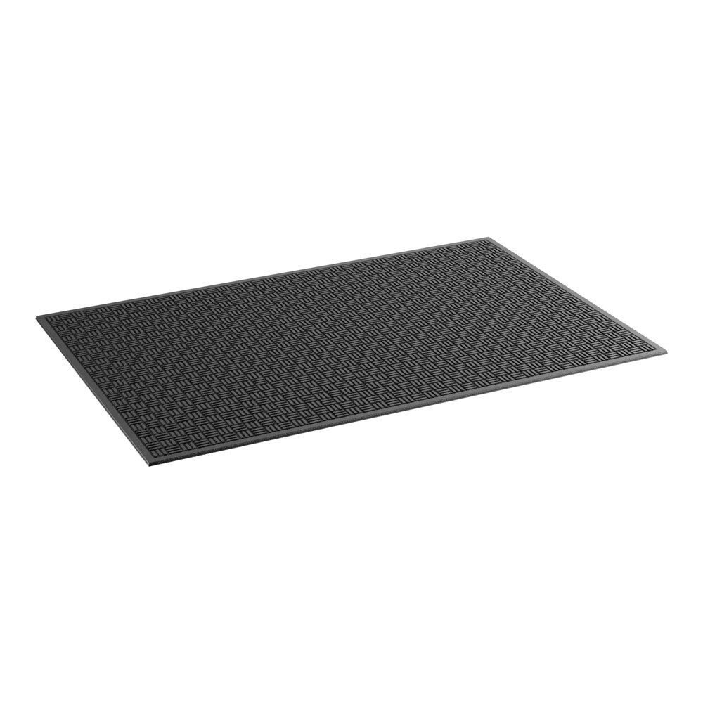 Lavex 4' x 6' Black Rubber Parquet Indoor / Outdoor Scraper Mat - 3/8 ...