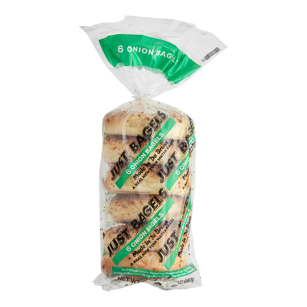 Just Bagels Frozen Authentic New York Onion Bagel 4 oz. - 48/Case