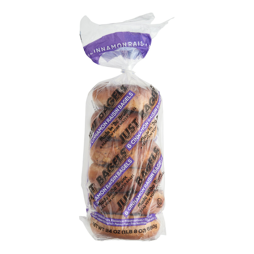 Just Bagels Frozen Authentic New York Cinnamon Raisin Bagel 4 oz. - 48/Case