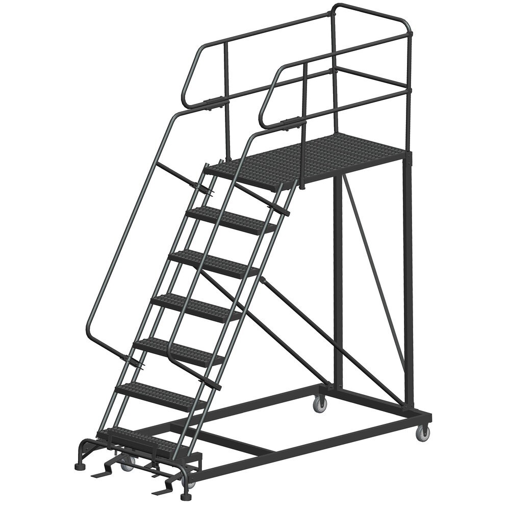 Ballymore 7-Step Heavy-Duty Steel Cal/OSHA Compliant Mobile Work Platform with 42" Handrail and ...