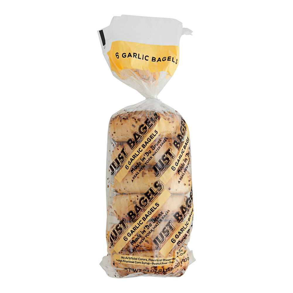 Just Bagels Frozen Authentic New York Garlic Bagel 4 oz. - 48/Case