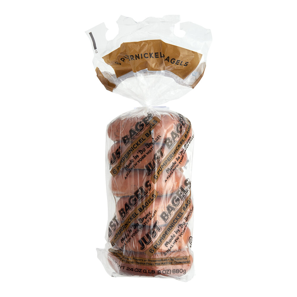 Just Bagels Frozen Authentic New York Pumpernickel Bagel 4 oz. - 48/Case