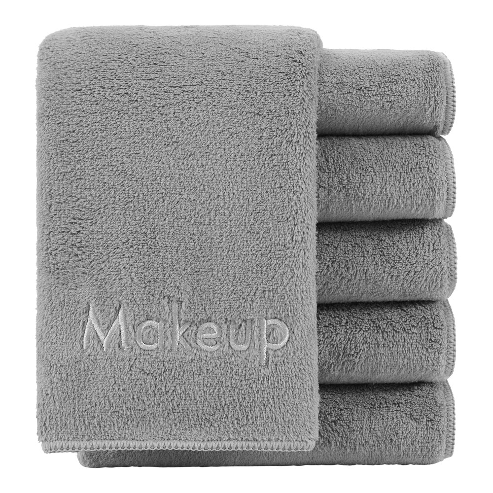 Hospeco 13" x 13" Coral Fleece Gray Makeup Wash Cloth - 6/Pack