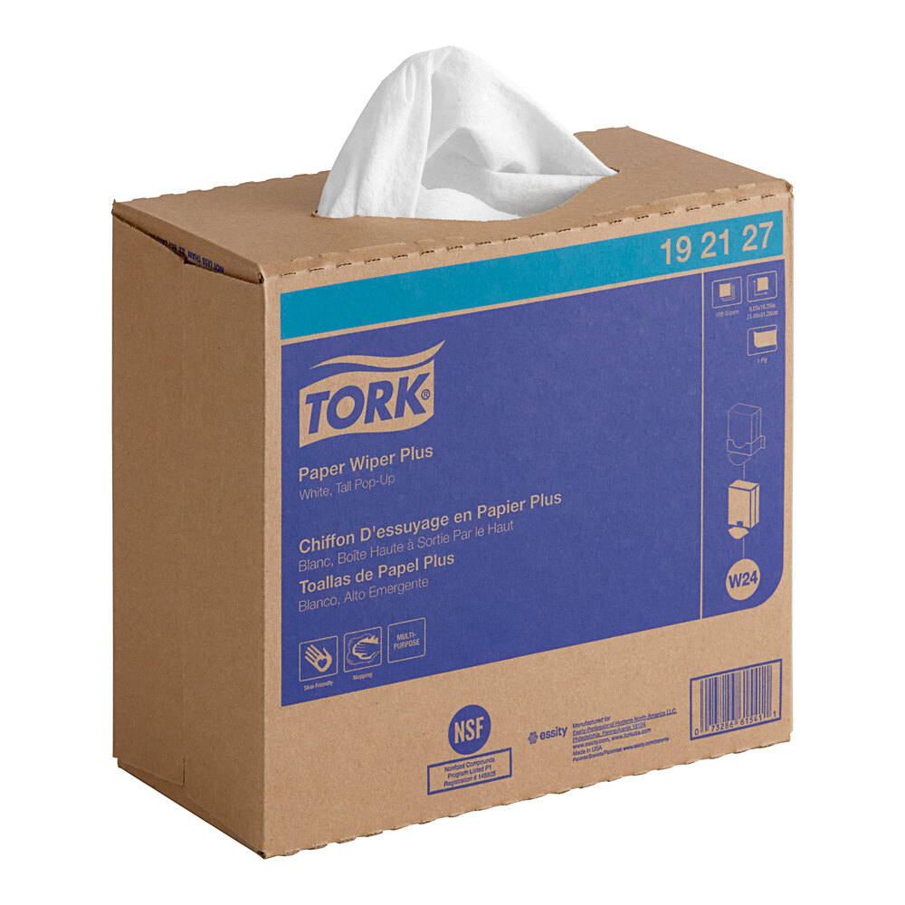 Tork Paper Wiper Plus 9" x 16" White Light-Duty Wiper W24 - 800/Case
