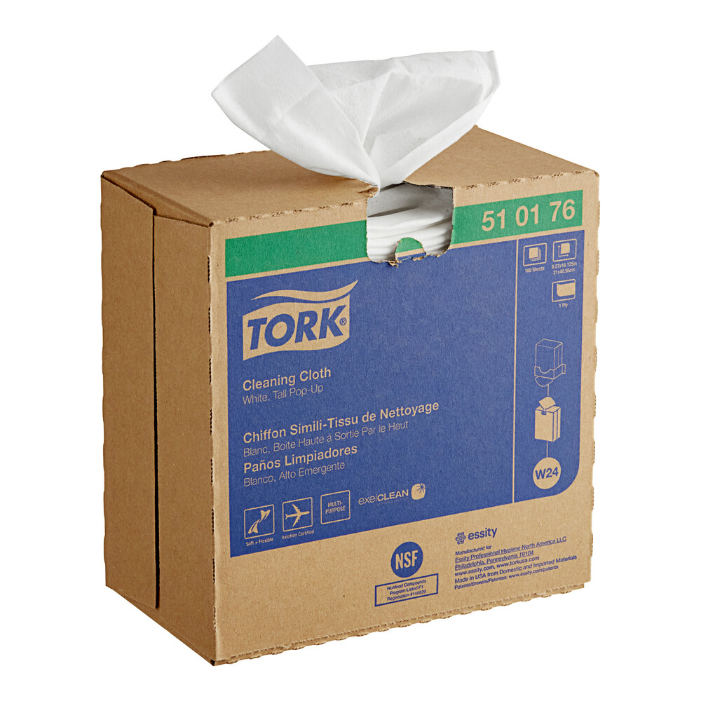 Tork Cleaning Cloth 8" x 16" White Heavy-Duty Wiper W24 - 1,000/Case