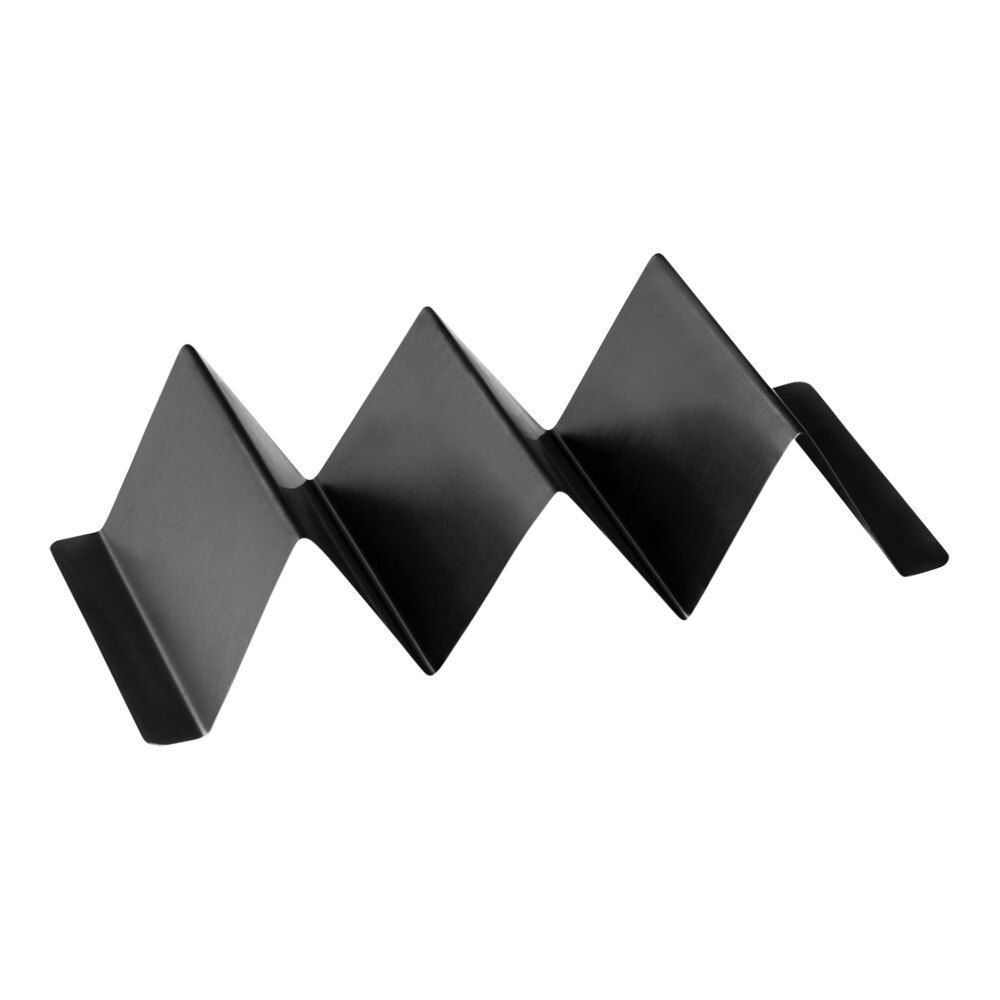 Arcoroc 8 1/2" x 4" x 2" Black Stainless Steel Taco Holder with 2 or 3 ...
