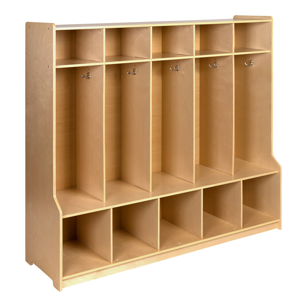 Flash Furniture Hercules 48" x 15" x 48" 5-Compartment Wood School Coat ...