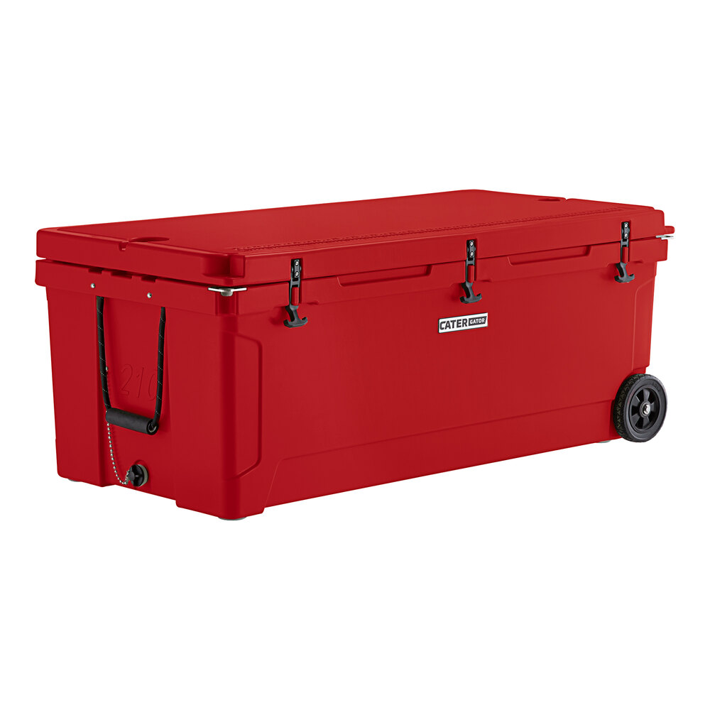 CaterGator CG200RDW Red 210 Qt. Mobile Rotomolded Outdoor Cooler / Ice ...