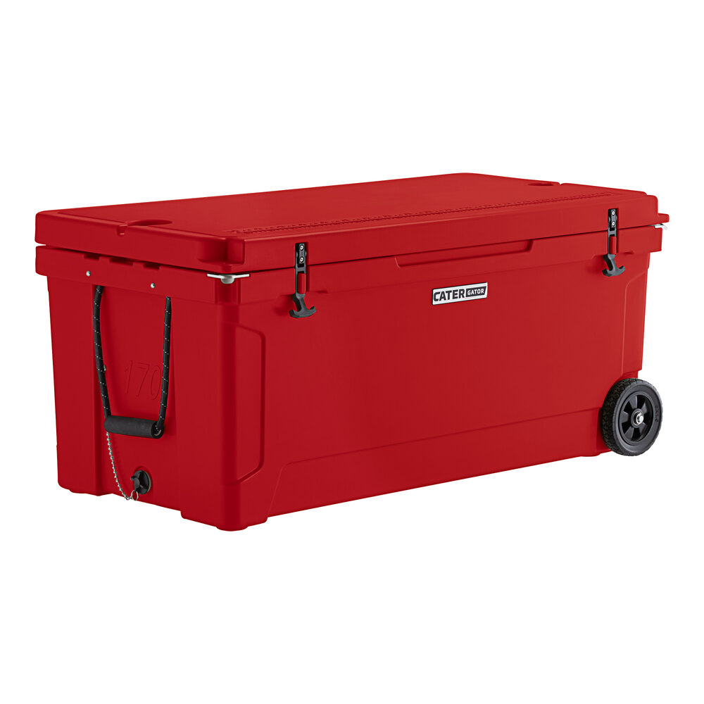 CaterGator CG170RDW Red 170 Qt. Mobile Rotomolded Outdoor Cooler / Ice ...