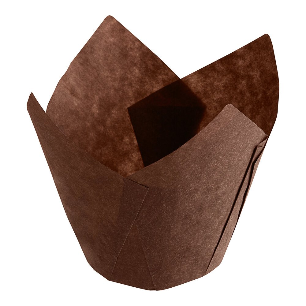 Baker's Lane 2" x 3" Chocolate Brown Small Tulip Baking Cup - 125/Pack